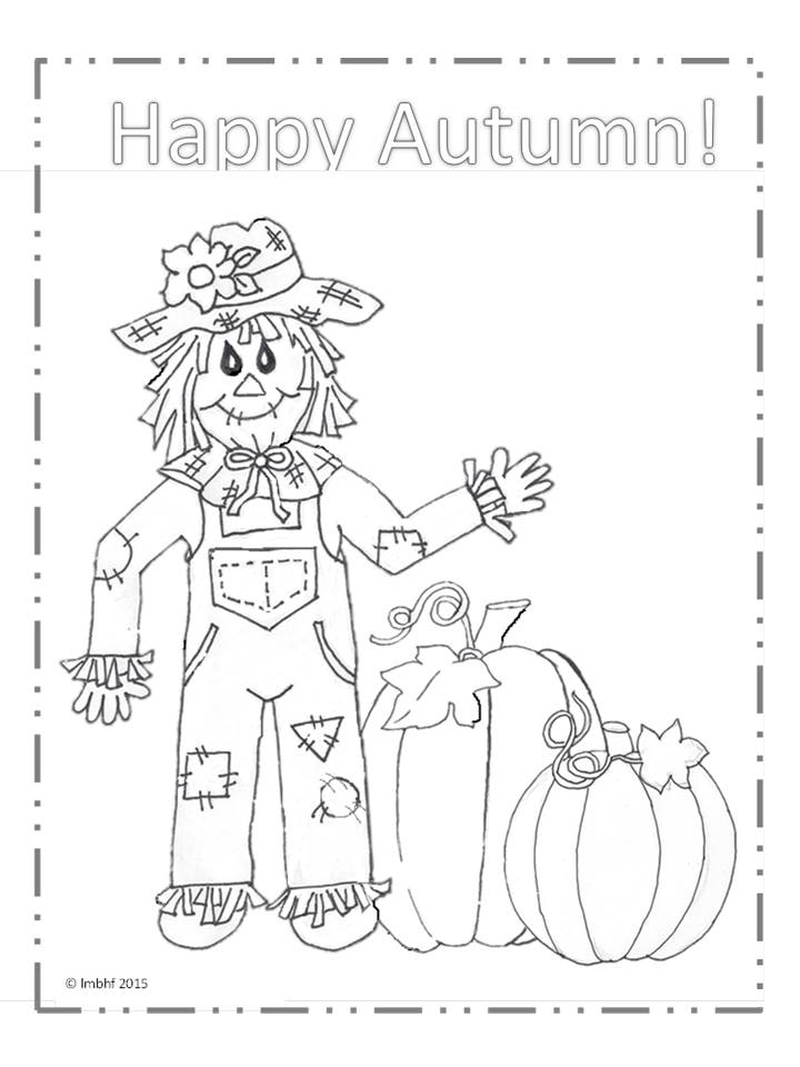 Happy Autumn Scarecrow Coloring Page ~ Love My Big Happy Family